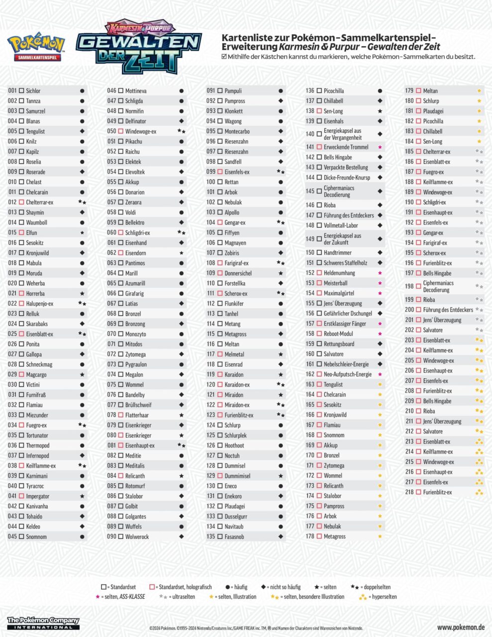 Pokémon "Gewalten der Zeit" Kartenliste und Kartengalerie | PokeZentrum