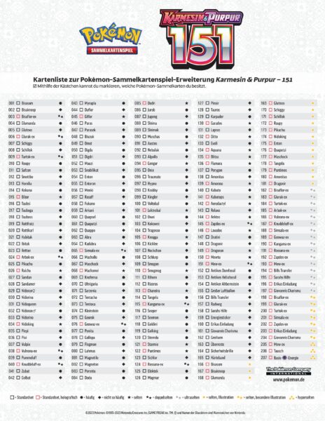 Pokémon Karmesin & Purpur 151 Kartenliste und Kartengalerie | PokeZentrum
