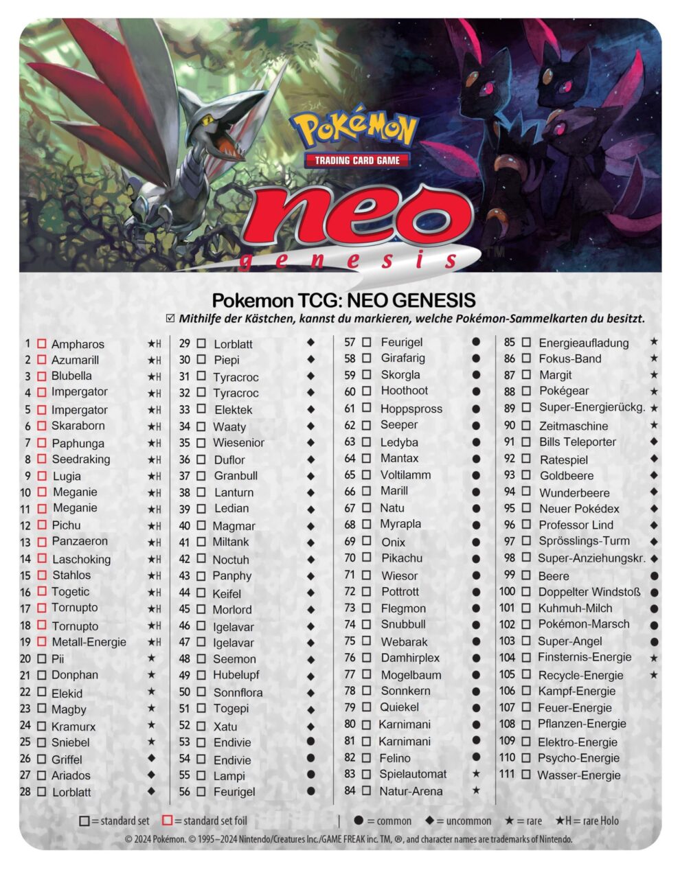 Pokémon "Neo Genesis" Kartenliste und Kartengalerie | PokeZentrum